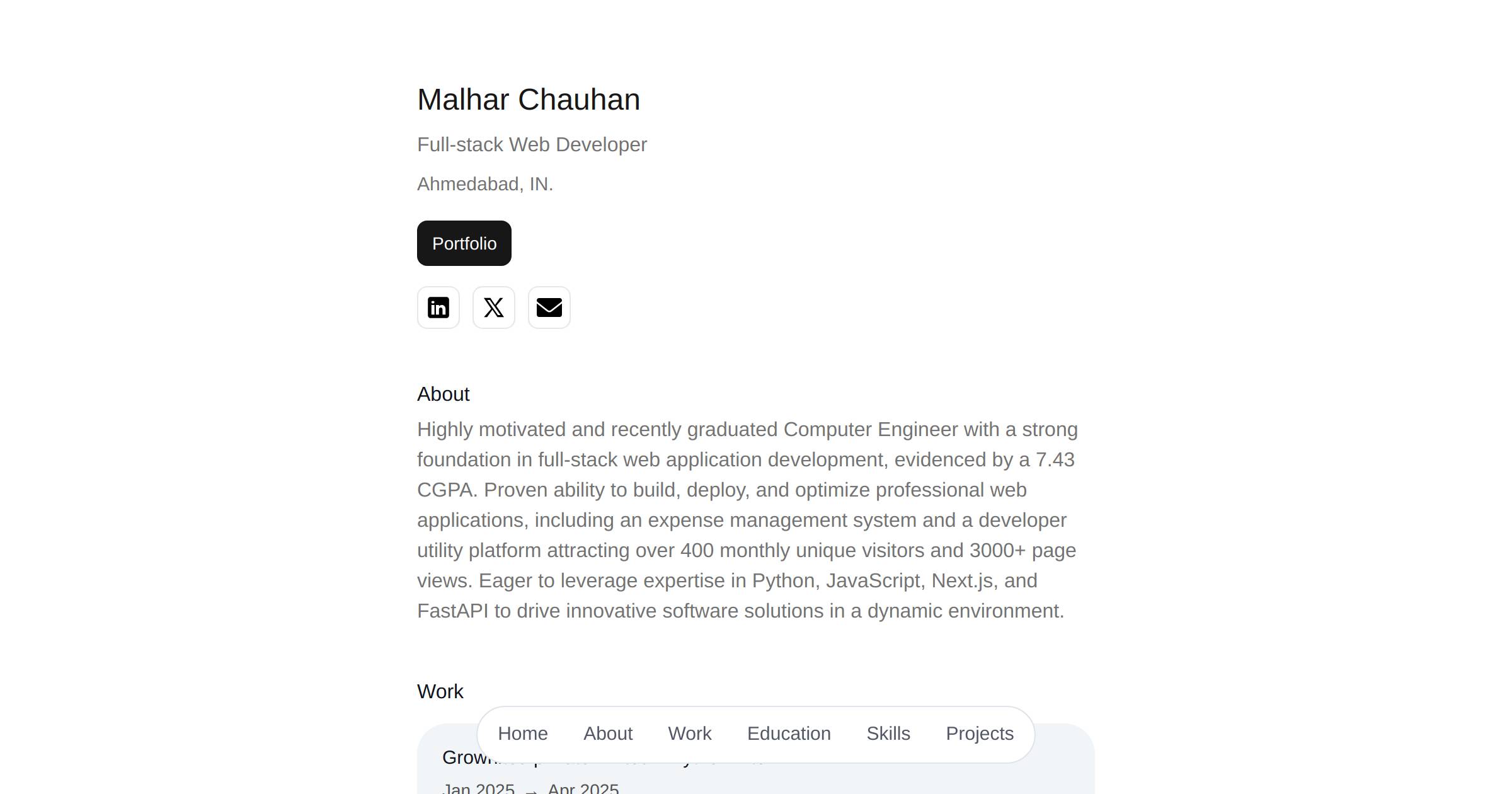 Malhar Chauhan - Full-stack Web Developer - Full-stack Web Developer